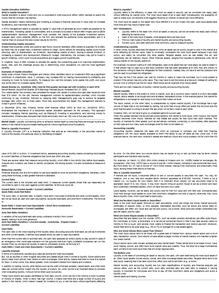 Chapter 5 Cm Pdf Market Liquidity Stocks