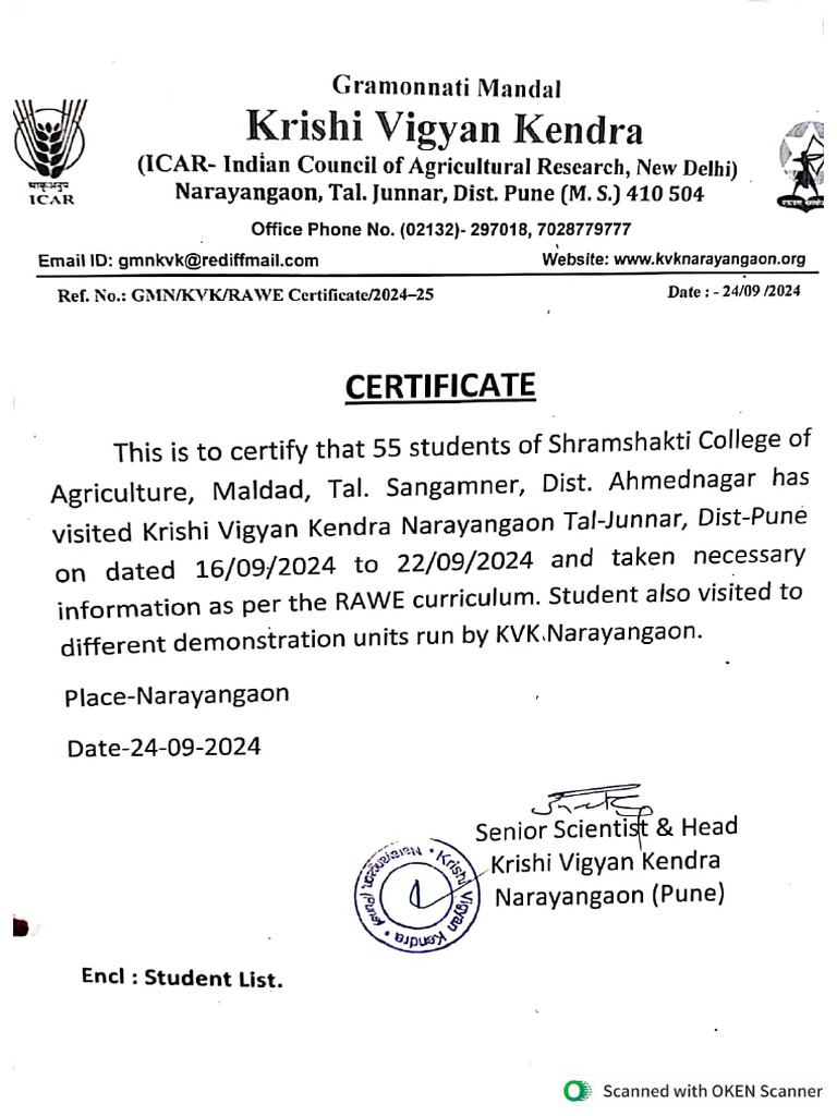 KVK Certificate | PDF