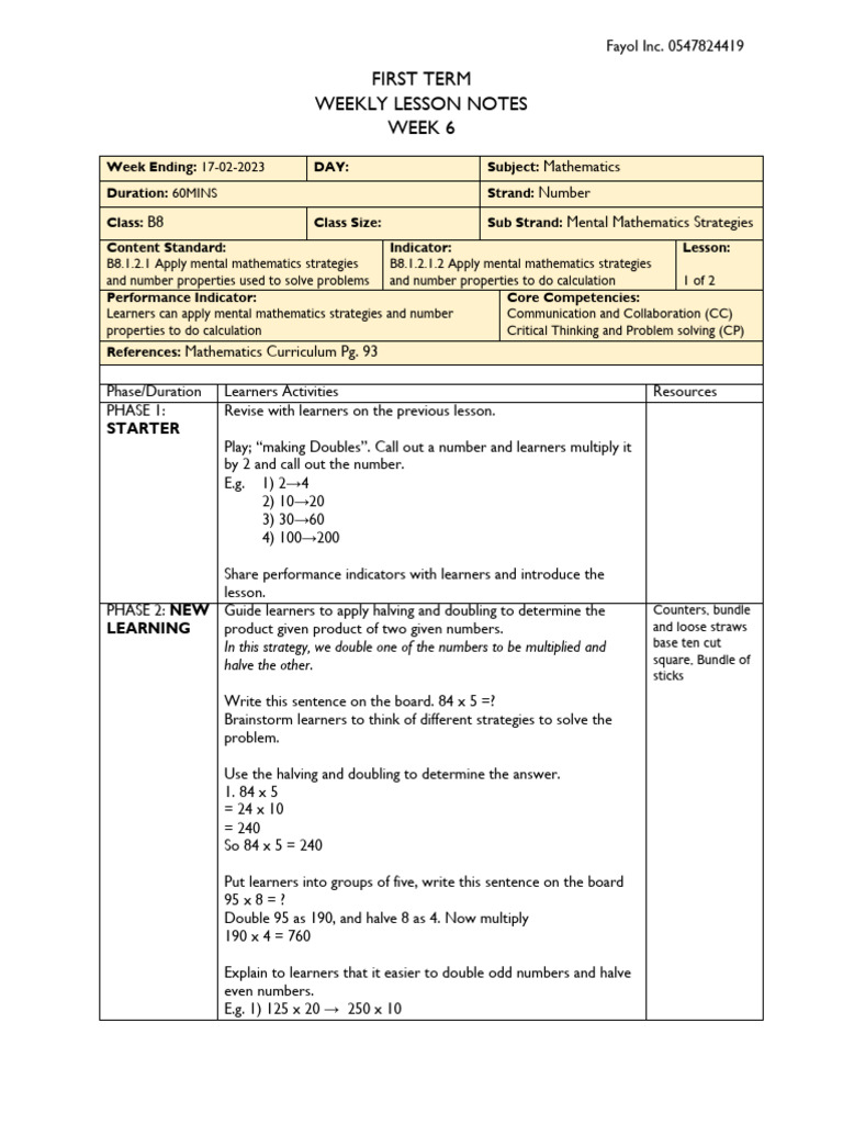 b8 Maths Wk6 | PDF | Mathematics | Curriculum