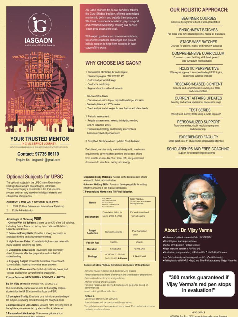 PF Brochure PSIR | PDF | Mentorship | Curriculum