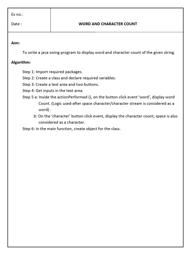 Java Swing Word & Char Counter | PDF