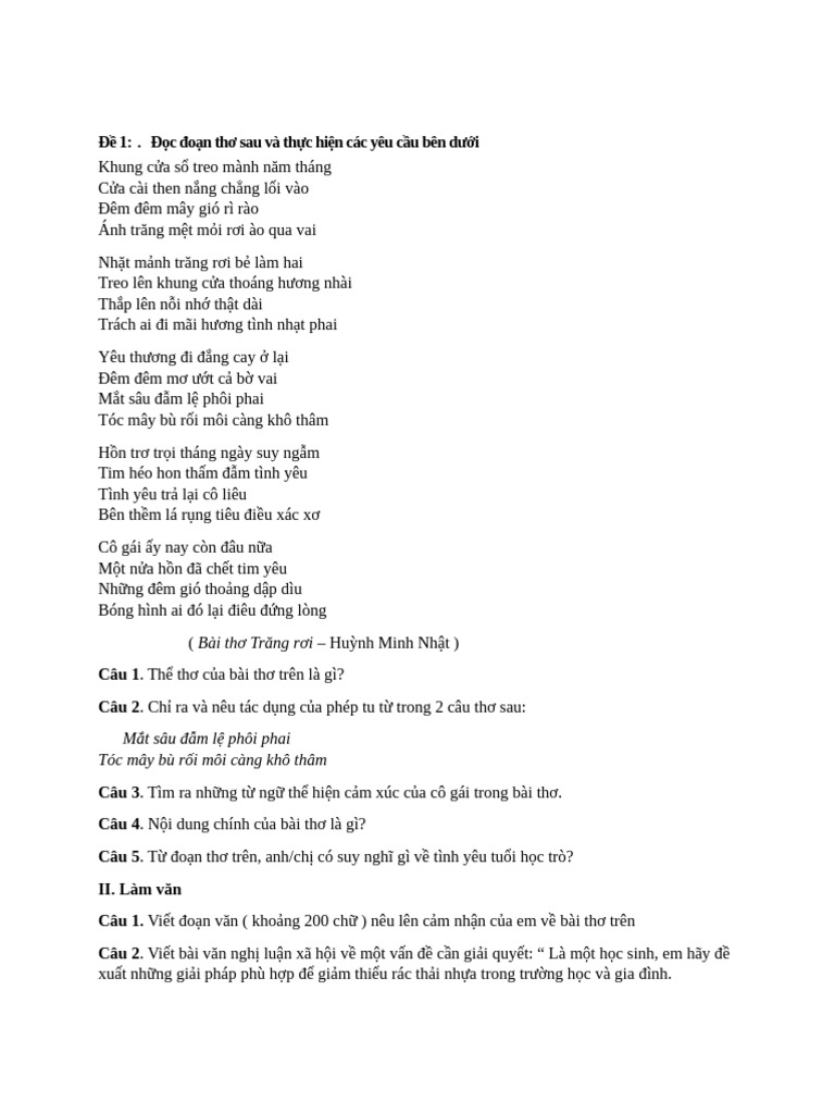 Đề ktra giữa kỳ 9 | PDF