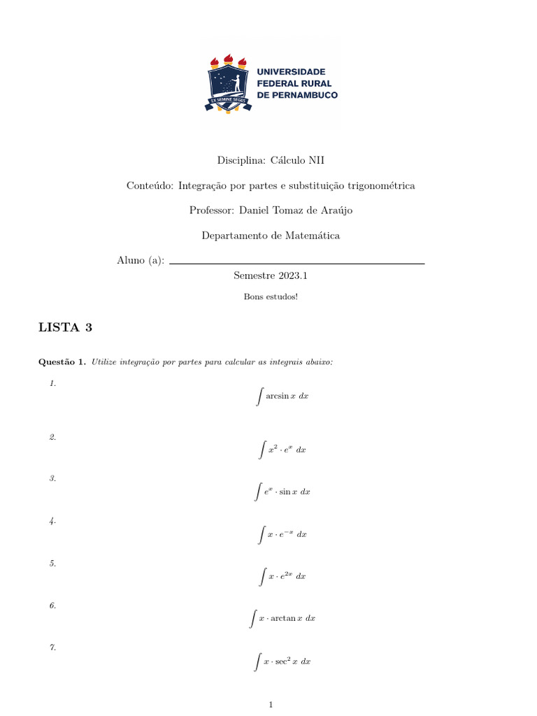 Lista3 calculoNII BC3 2023.1 | PDF | Xadrez