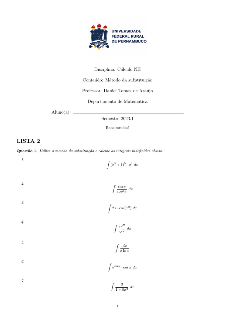 Lista2 calculoNII BC3 2023.1 | PDF | Ajedrez