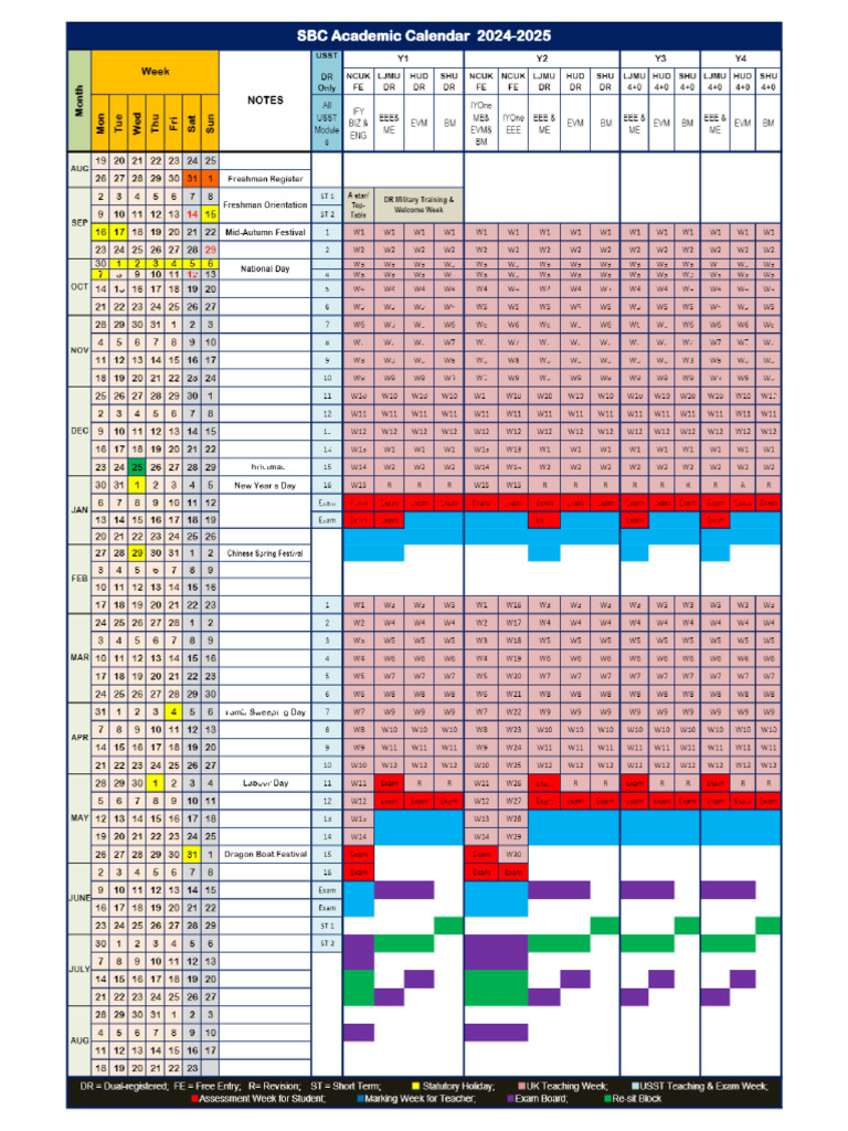 SBC 2024-25 Academic Calendar | PDF