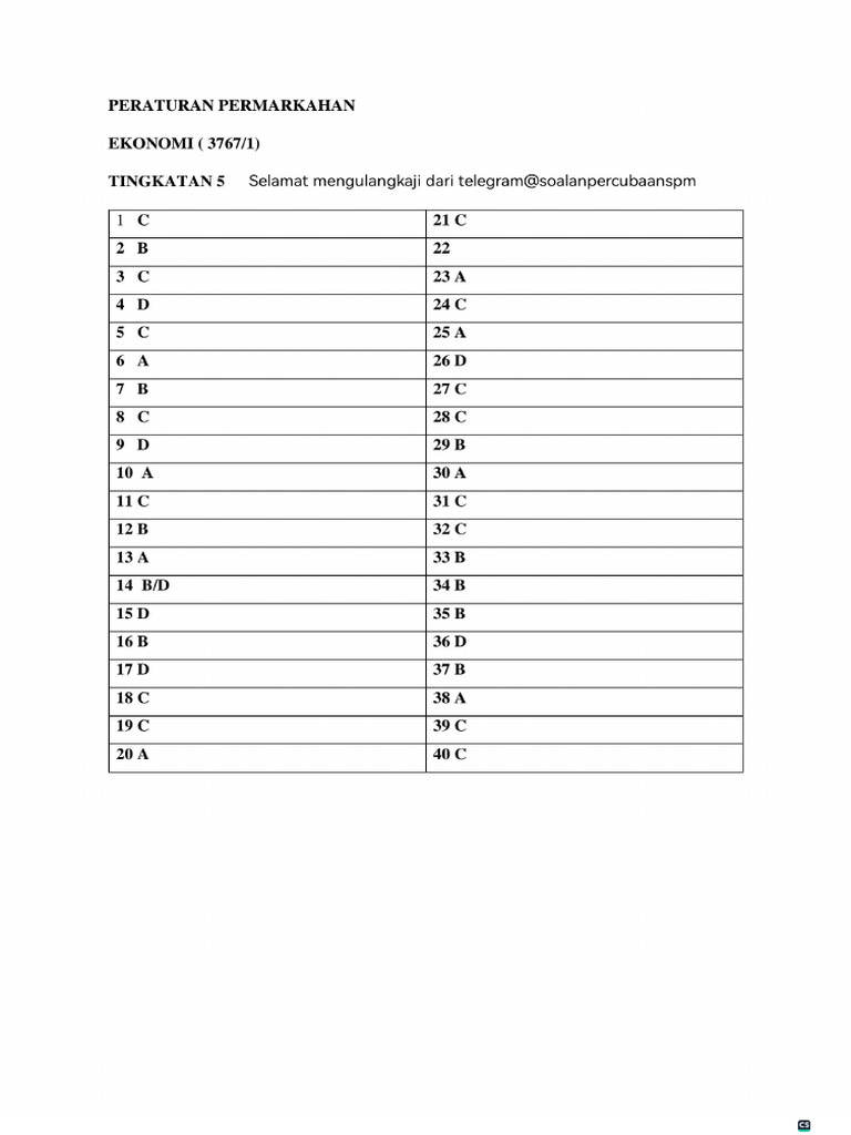2023 Kedah Ekonomi K1 Skema | PDF