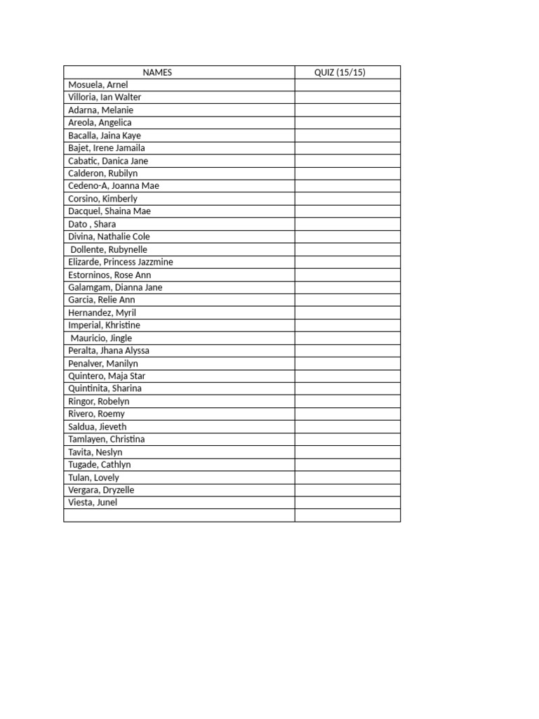 Quiz Sheet | PDF