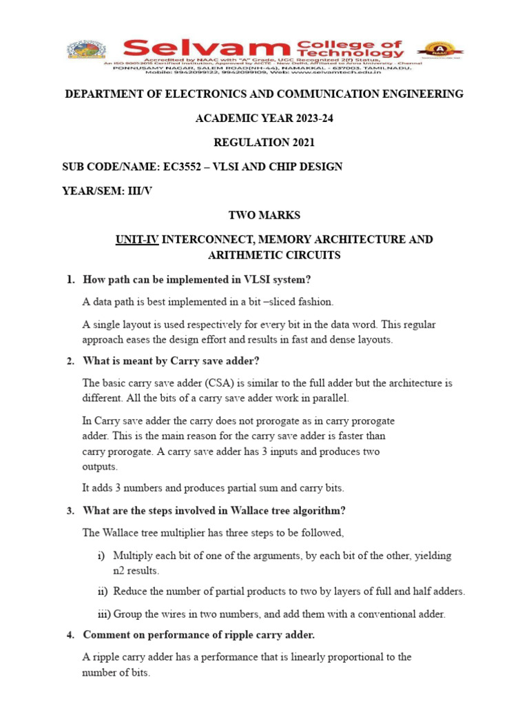 VLSI unit-4 2marks | PDF | Logic Gate | Mosfet