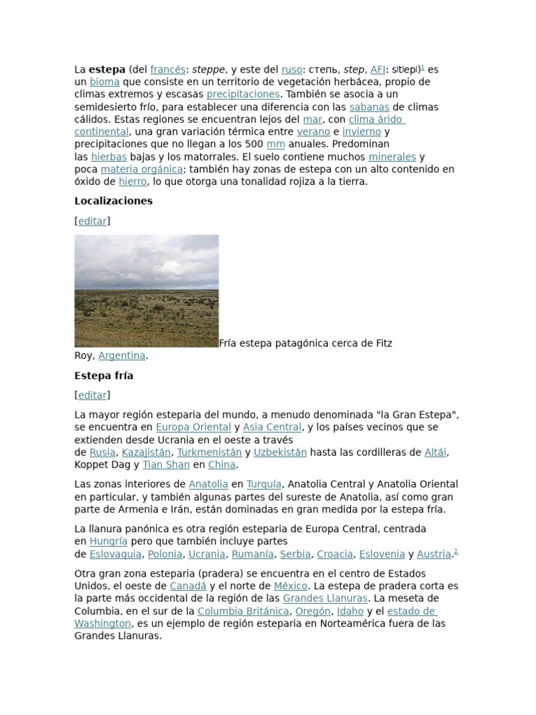 Estepa | PDF | Ciencias de la Tierra | Ecorregiones