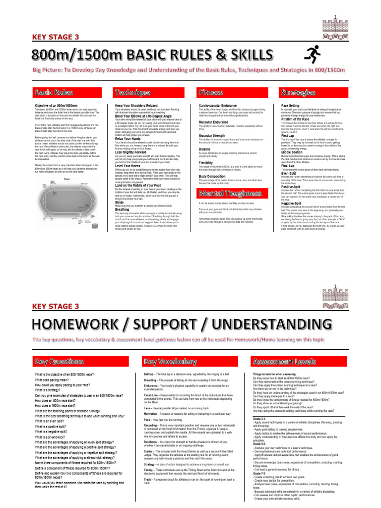 KS3 PE Knowledge Organiser 800 1500 Key Stage 3.293458702 | PDF ...