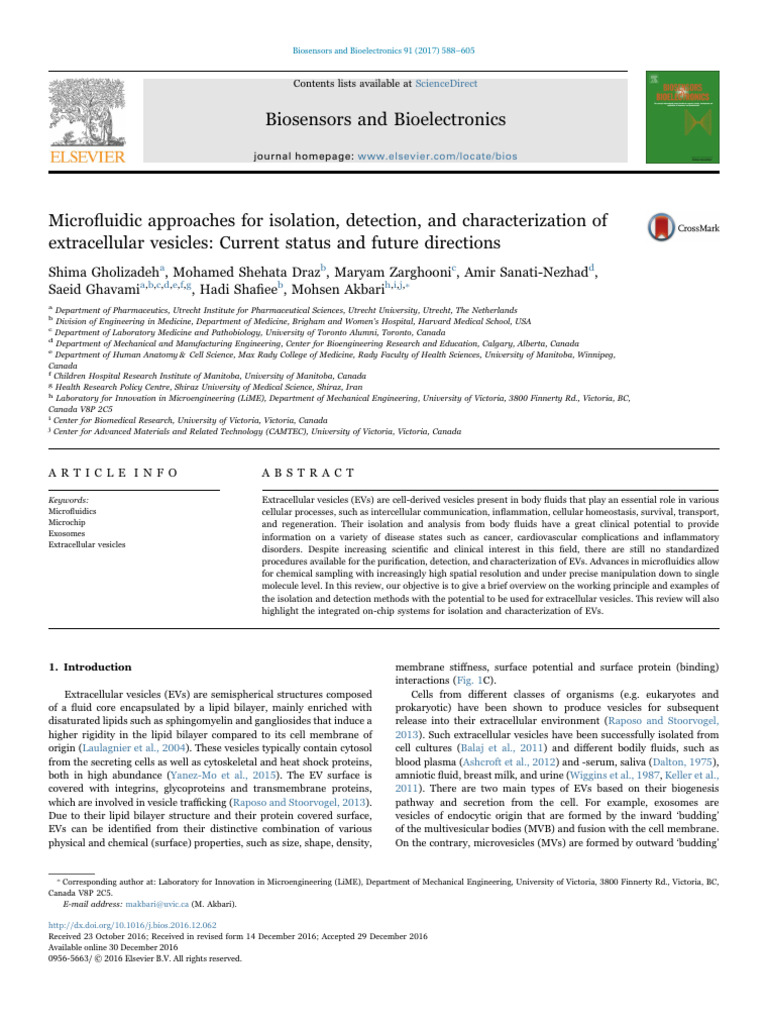 Microfluidic Approaches For Isolation, Detecti | PDF | Vesicle (Biology And Chemistry) | Cell ...