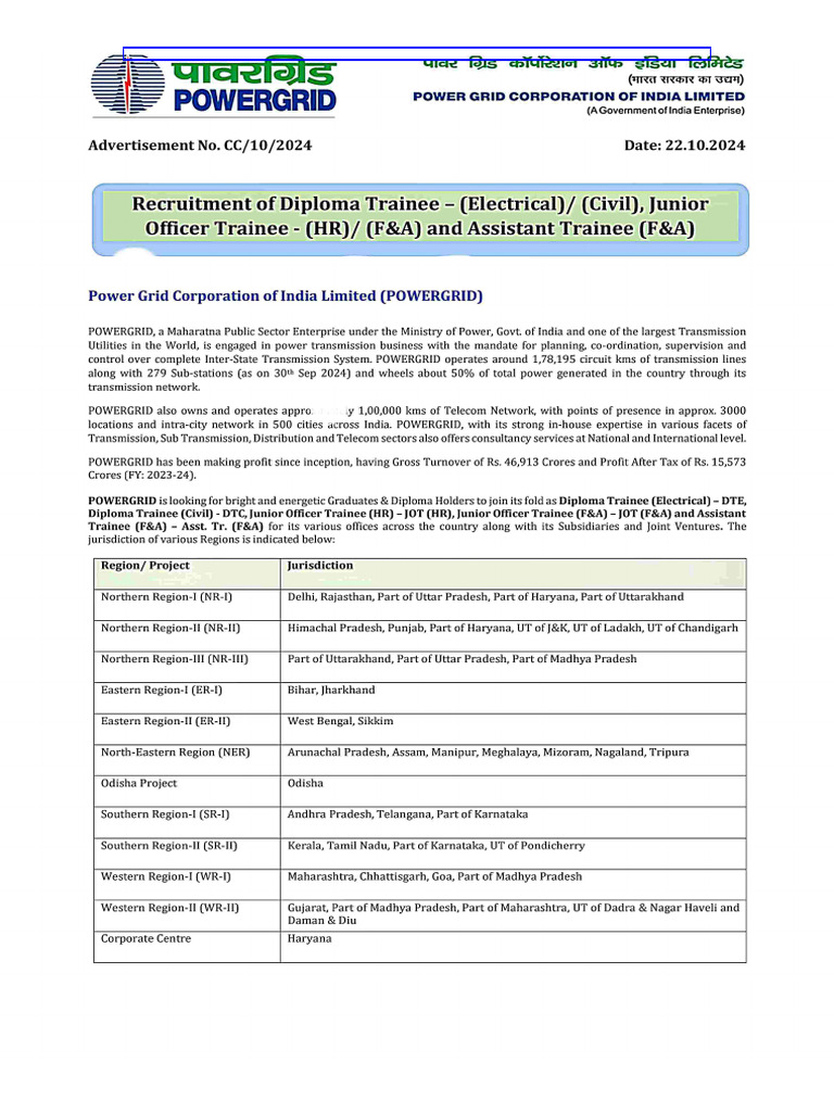PGCIL Bharti 2024 Notification PDF Download 1 1 | PDF