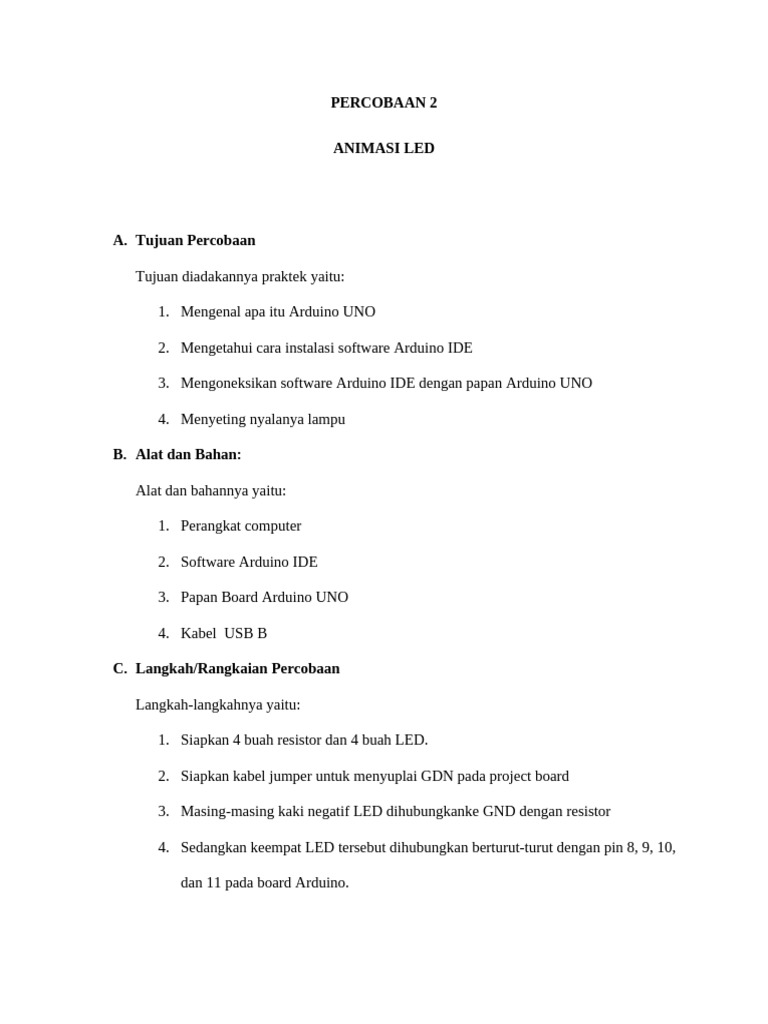 Panduan Animasi LED dengan Arduino | PDF