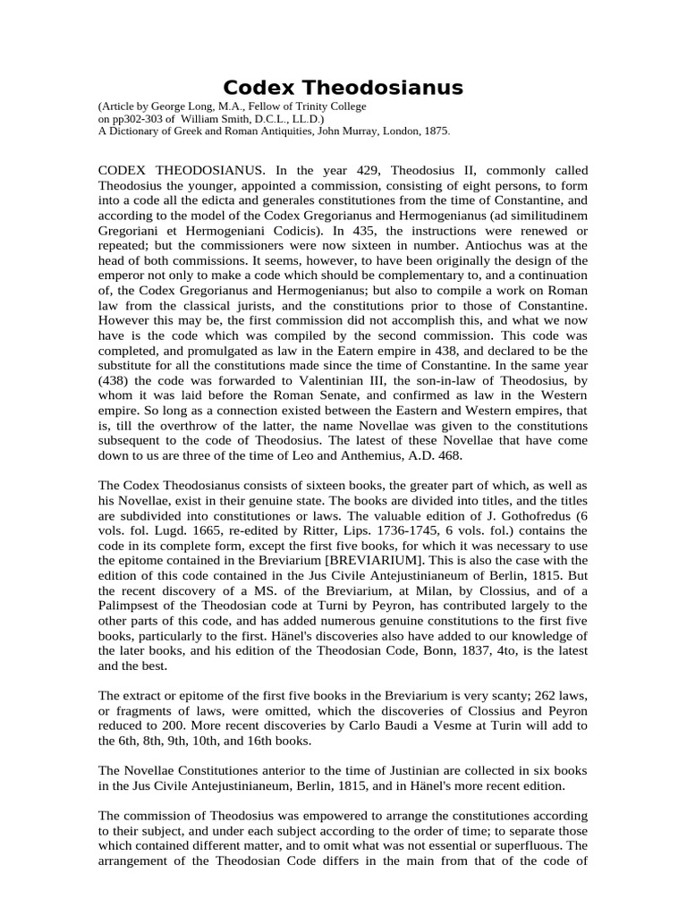 Codex Theodosianus | PDF | Prose | Sources Of Law