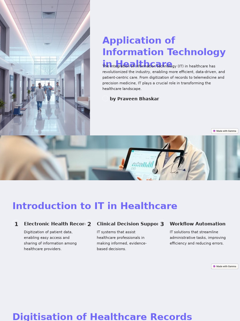 Application of Information Technology in Healthcare | PDF | Health Care ...