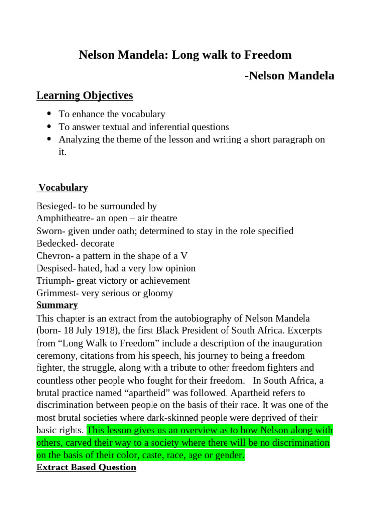 Mandela's Journey to Freedom: Summary | PDF | Social Science