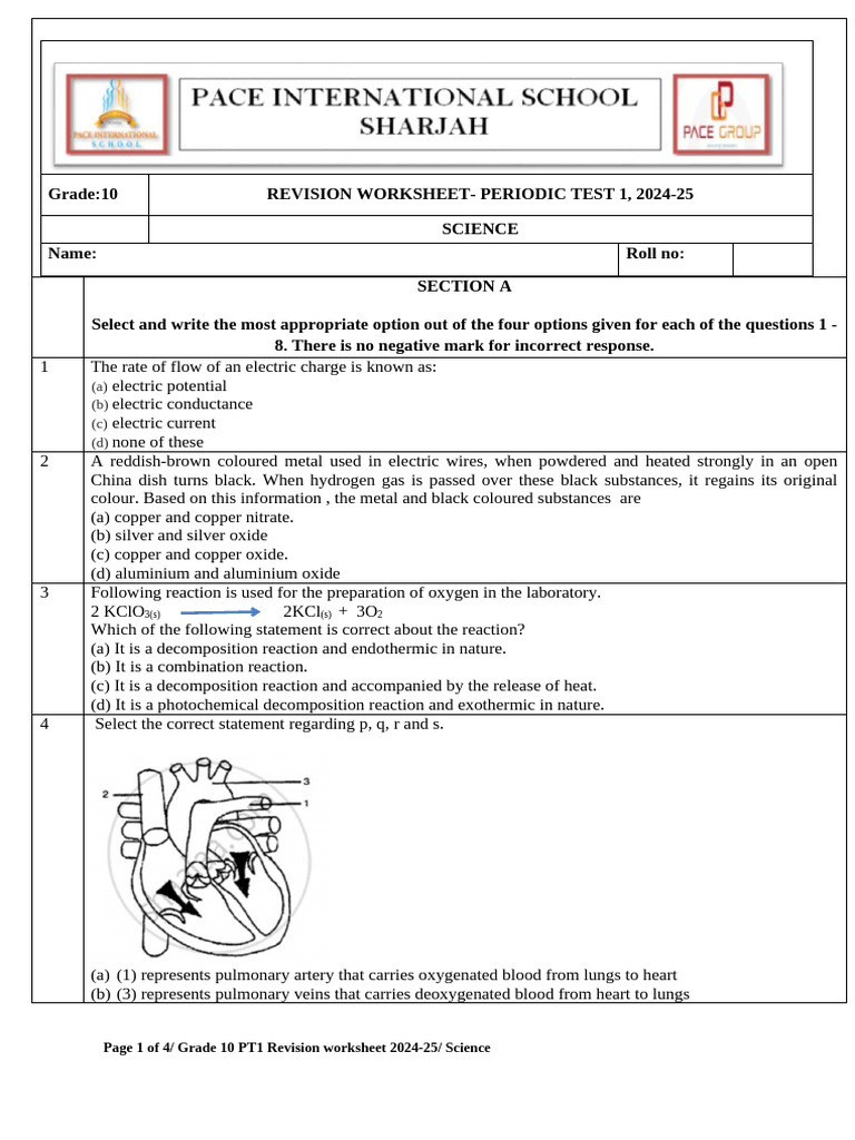 GR 10 PT1 Science - Revision Worksheet - 1 | PDF | Chemical Reactions ...