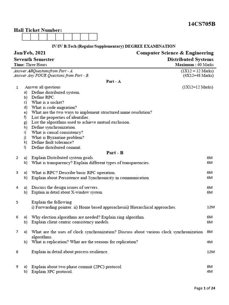 14CS705B-Distributed Systems Scheme | PDF | Distributed Computing | Cursor (User Interface)