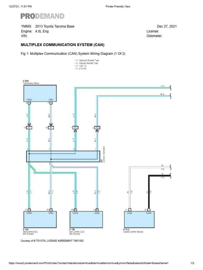 Toyota Tacoma CAN System Wiring Diagrams | PDF | Computers