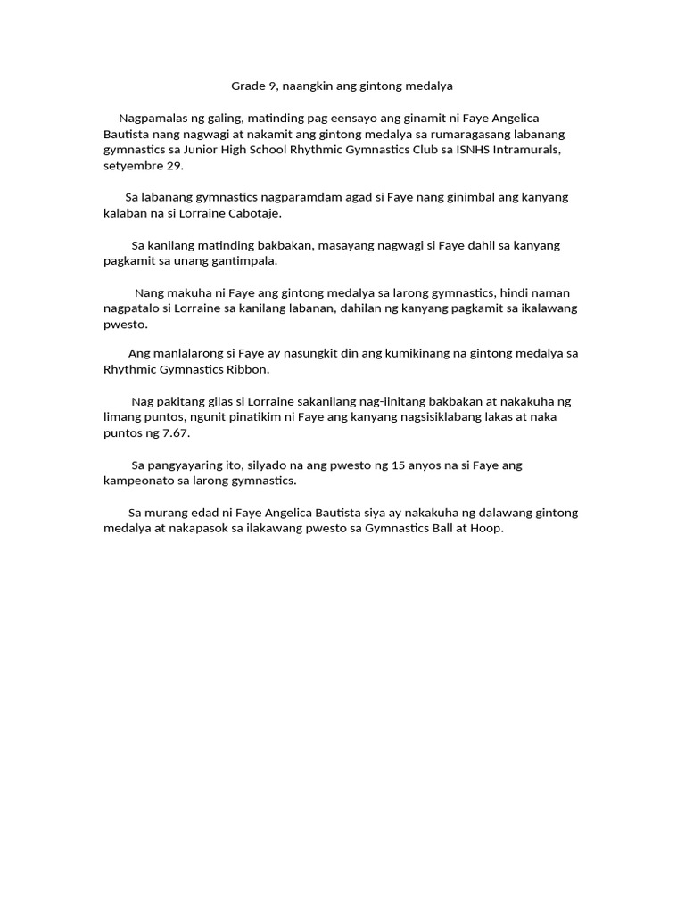 Sports Writing Gymnasticsdocx | PDF