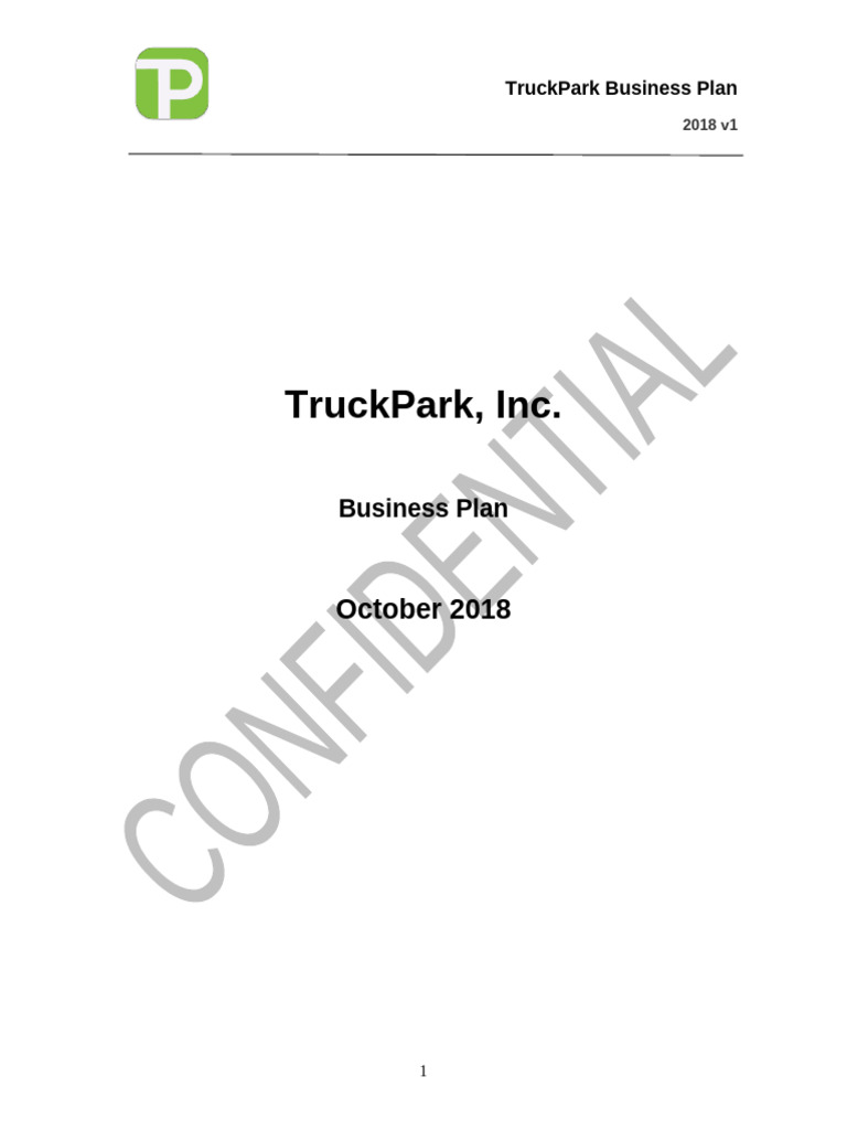 TruckPark Business Plan Overview | PDF | Truck Driver | Parking
