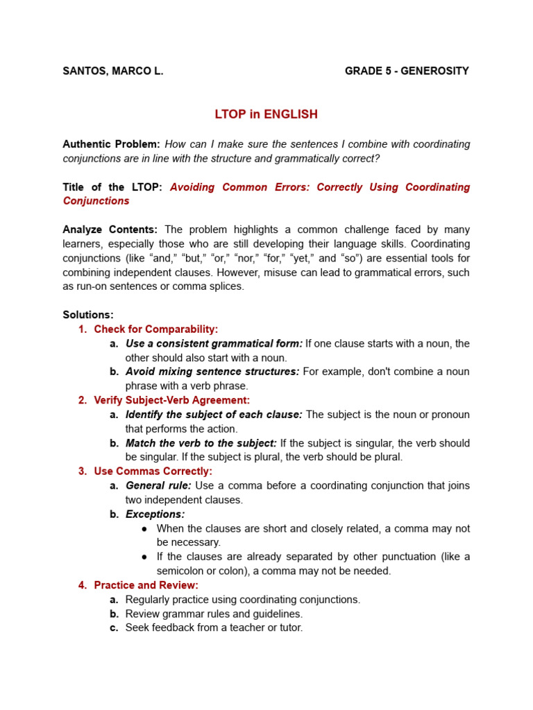 LTOP (Santos, M.) | PDF | Career & Growth | Wellness