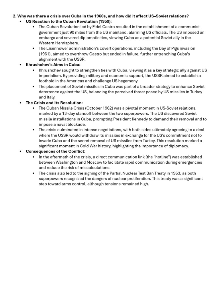 Cuban Missile Crisis and Cold War Impact | PDF | Nuclear Weapons | Cuba
