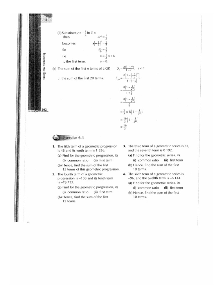 Sum of A GP - Worksheet | PDF