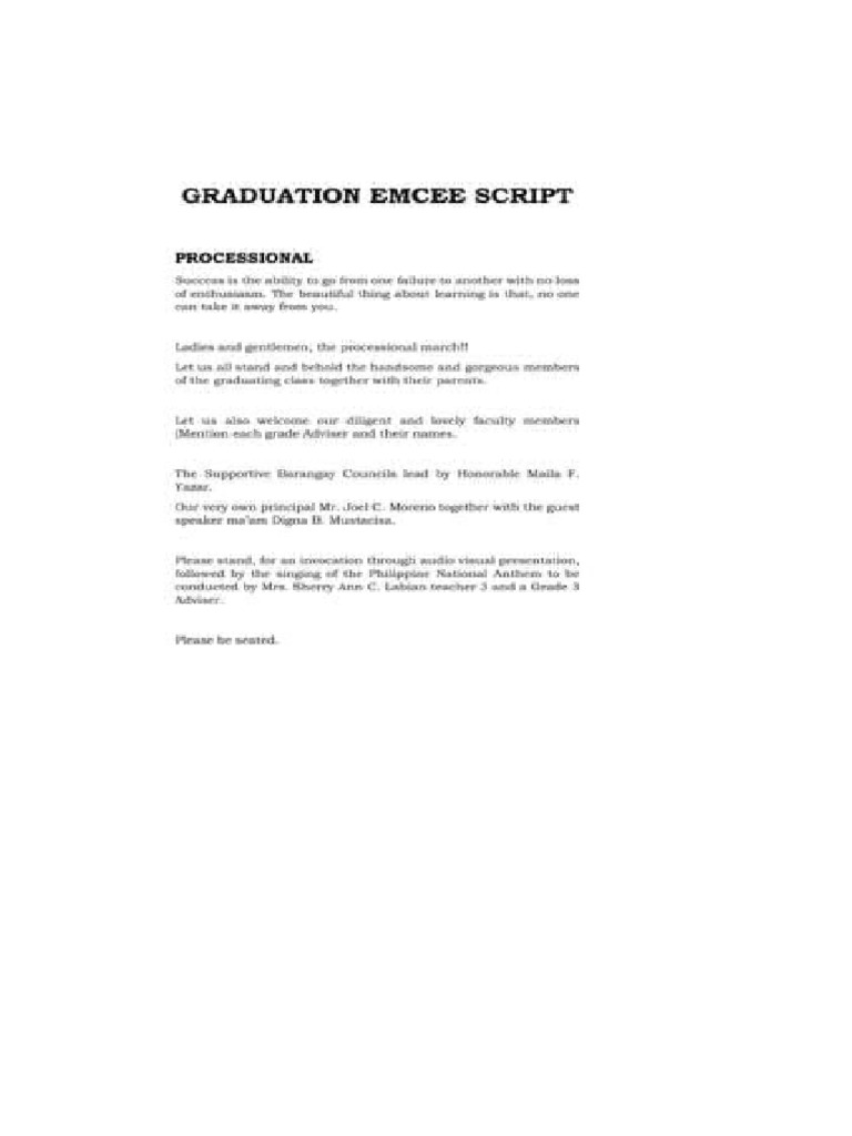 Script For Grade 10 Graduation | PDF