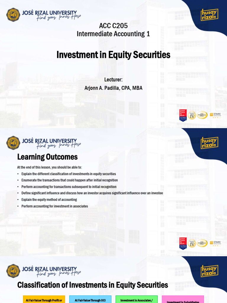 Module 07 Investments in Equity Securities | PDF | Dividend | Stocks