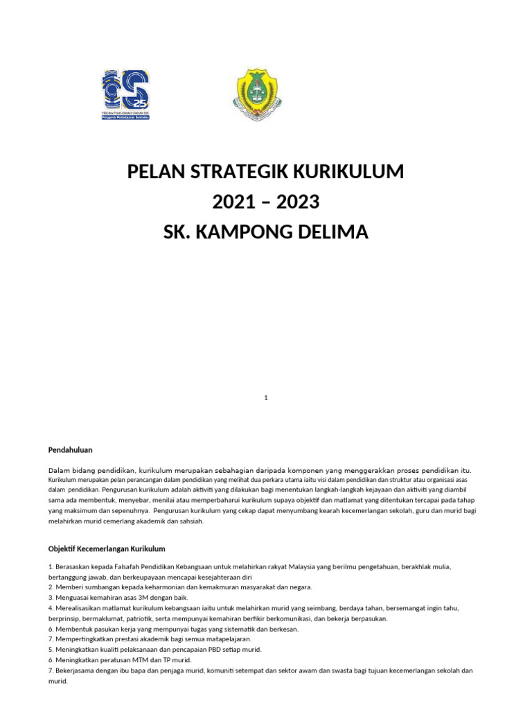 Pelan Strategik Kurikulum 2023 | PDF