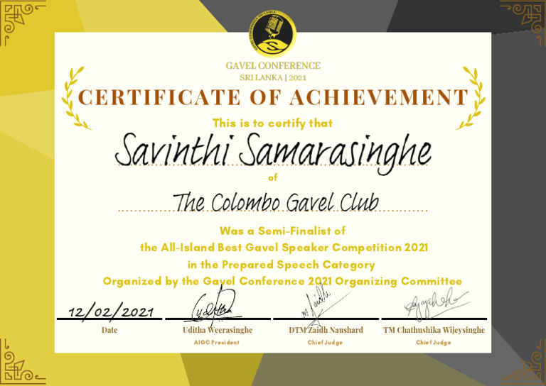 Semi-Finalist Certificate: Gavel Competition 2021 | PDF | Technology ...