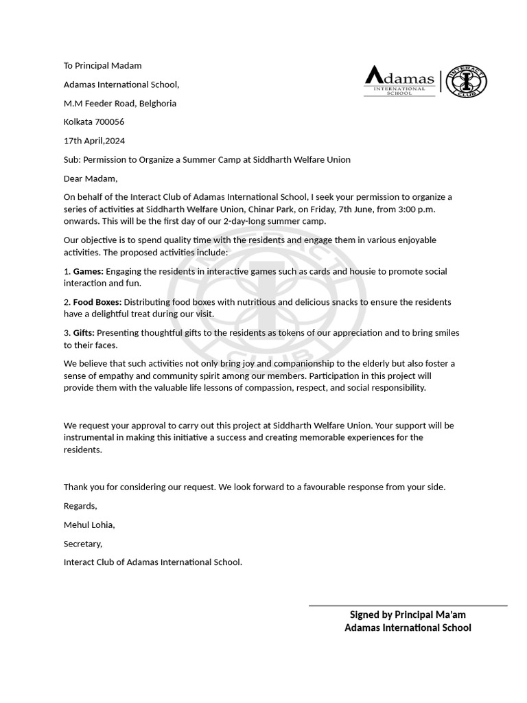 To Principal Madam | PDF | Wellness