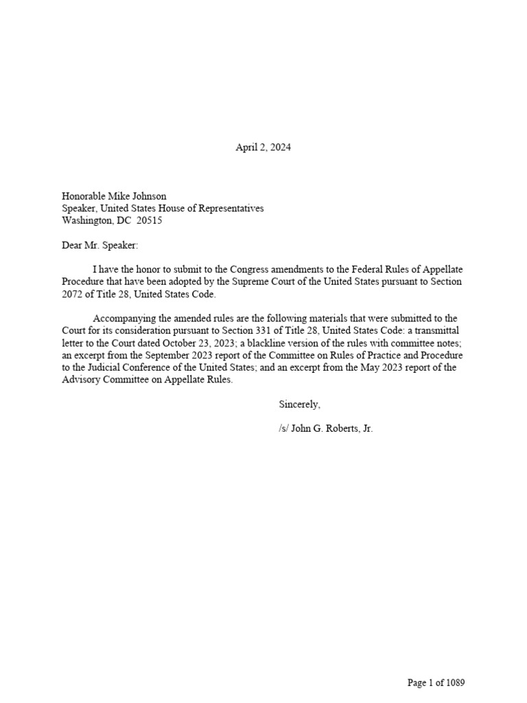 Final FRAP Amendments Approved 4-2-24 | PDF | United States Courts Of ...