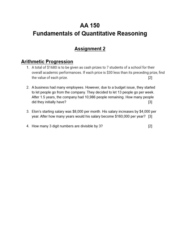 Assignment 2 - Arithmetic Progression | PDF