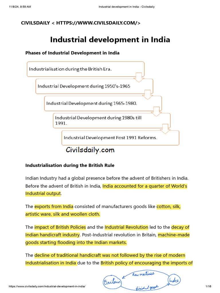 Phases of Industrial Development in India | PDF | Economic Growth | Macroeconomics