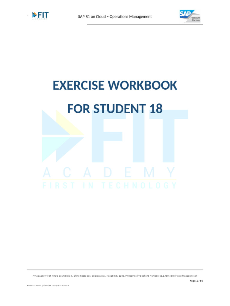 Exercise Workbook 18 1 | PDF | Information And Communications ...