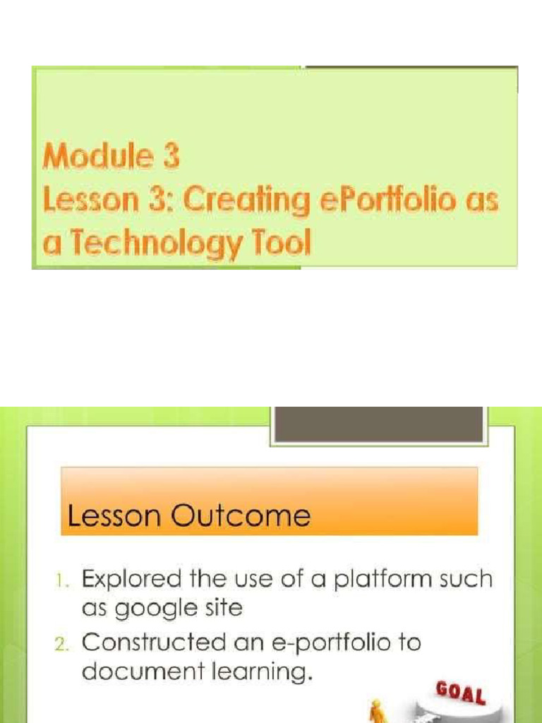 Lesson 3 Creating EPortfolio As Technology Tool | PDF