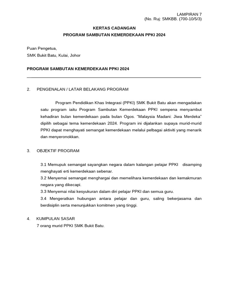 KK Kemerdekaan SMKBB 2024 | PDF