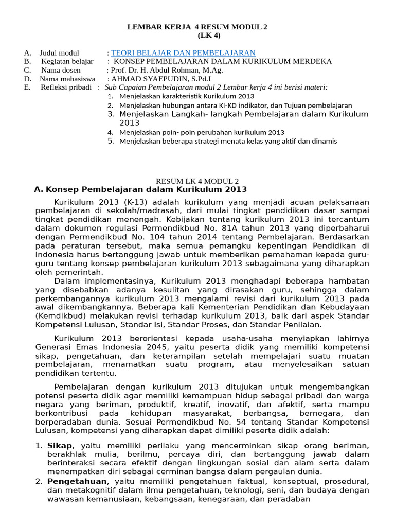 Lembar Kerja 4 Resum Modul 2 | PDF | Kesehatan Holistik | Sains & Matematika