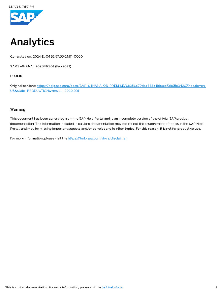 Analytics en S4 HANA | PDF | Performance Indicator | Analytics