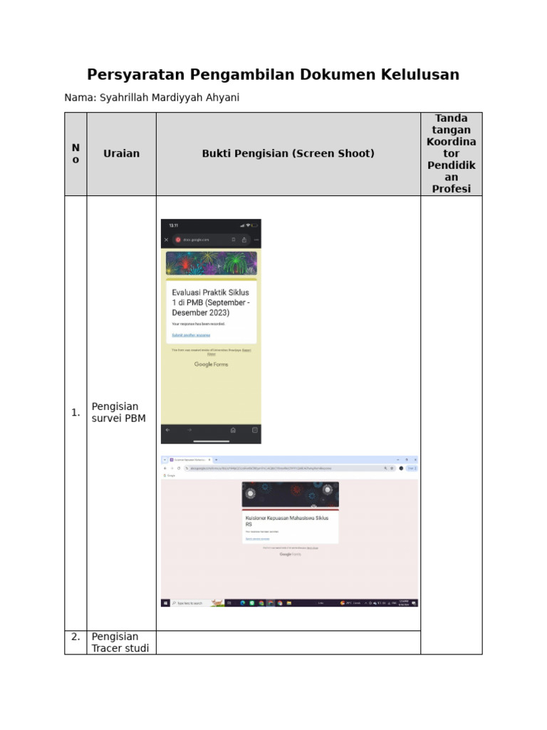 Form Pengambilan Dokumen Kelulusan | PDF