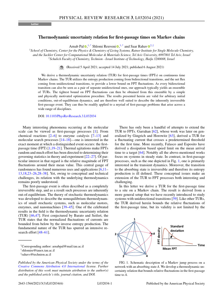 PhysRevResearch 3 L032034 | PDF | Markov Chain | Entropy