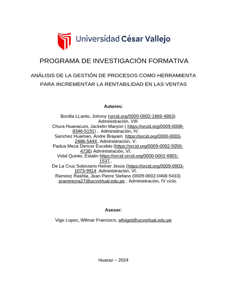 Esquema Tif - Avance Gestion de Procesos CH | PDF | Business | Economias