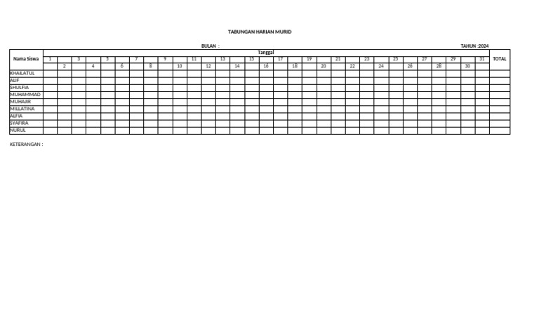 Format TABUNGAN HARIAN Siswa | PDF