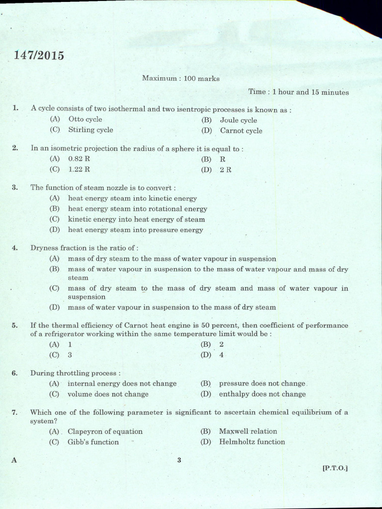 Kerala PSC Mechanical Engineering Papers | PDF | Continuum Mechanics ...