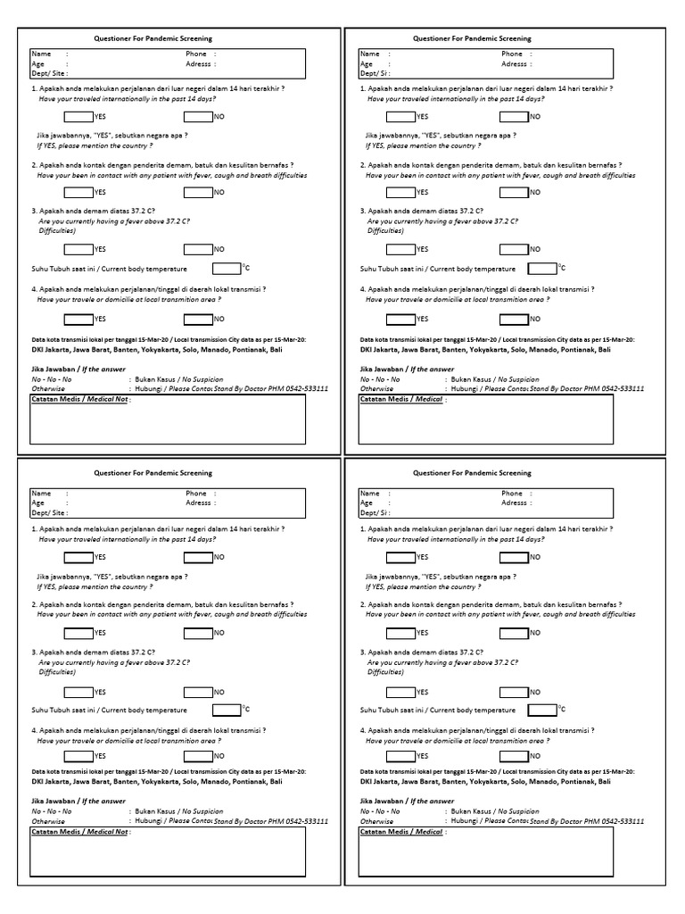 Pandemic Questioner | PDF | Diseases And Disorders | Medicine