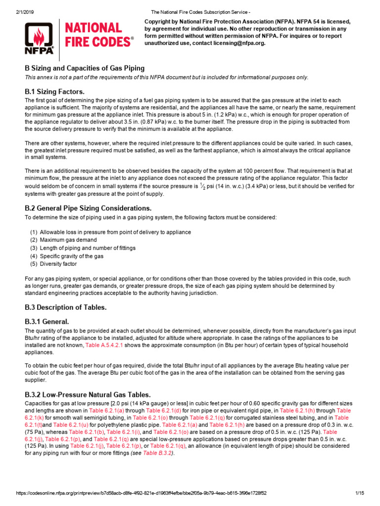 Annex B Sizing and Capacities of Gas Piping | PDF | Pipe (Fluid ...