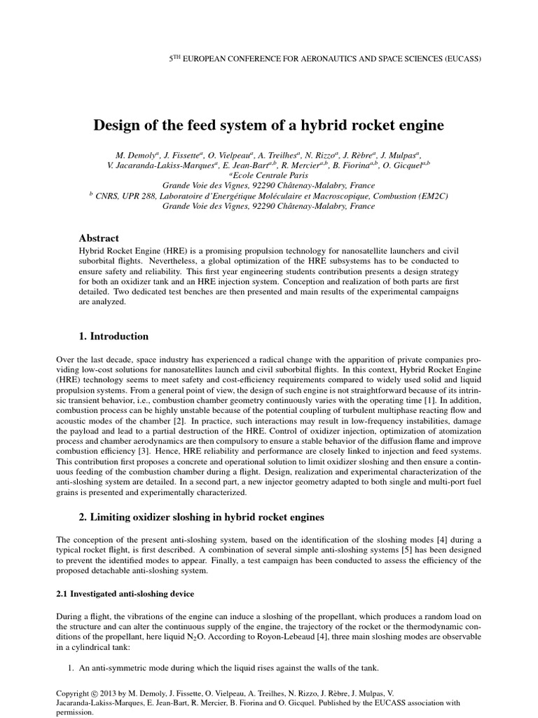 Design of The Feed System of A Hybrid Rocket Engine | PDF | Rocket ...