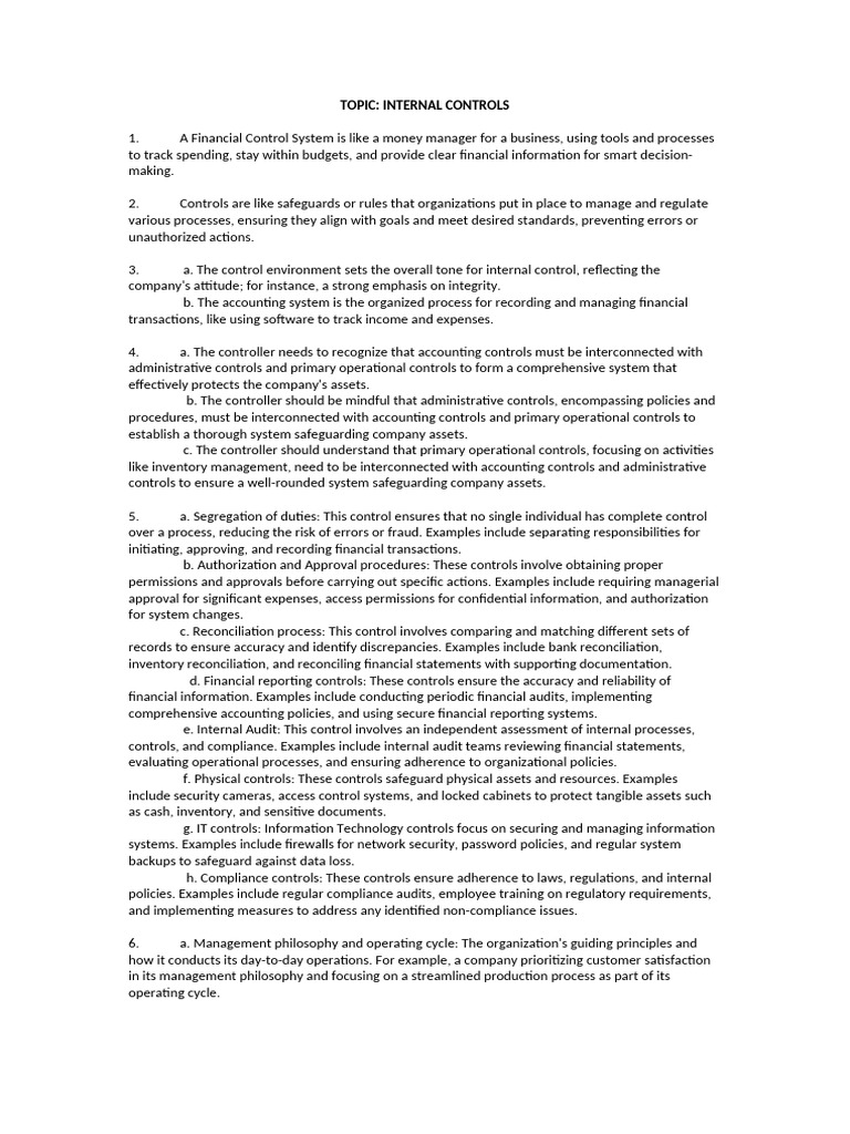 Activity 2. Internal Controls | PDF | Audit | Internal Control